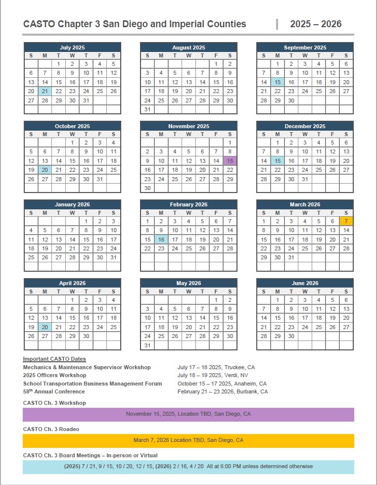 CASTO Chapter 3 – California Association of School Transportation Officials